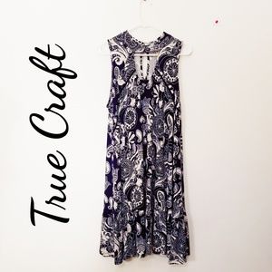 True Craft | Dresses | True Craft Navy Blue Floral No Sleeve Dress ...